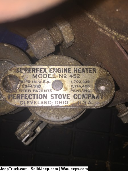 Artic Engine heater stove for pre 1950 GPW 1