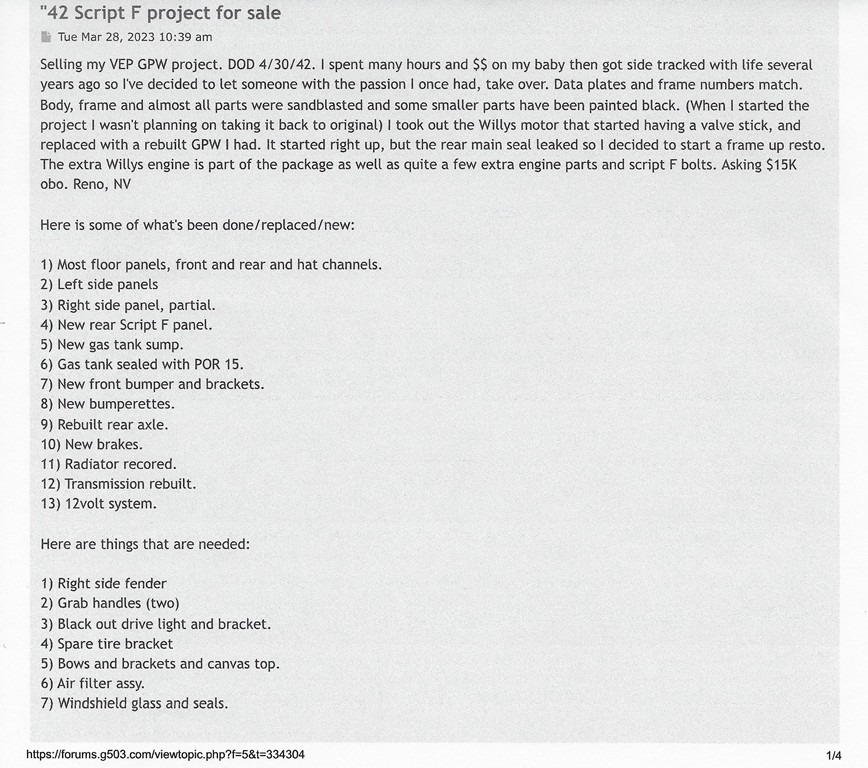 1942 Ford Script F Jeep project 9